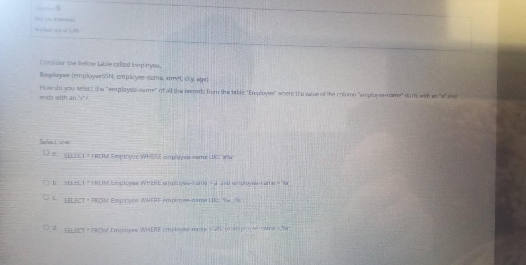Solved Consider the below table called Employee. Employee | Chegg.com