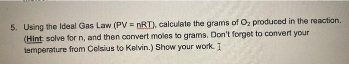 Solved EXPERIMENT 2: USING THE IDEAL GAS LAW Data Sheet | Chegg.com