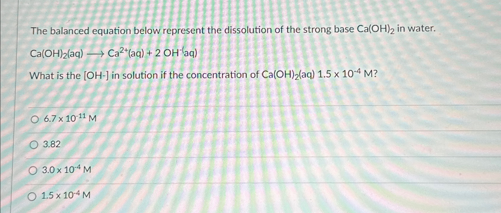 Solved The balanced equation below represent the dissolution | Chegg.com