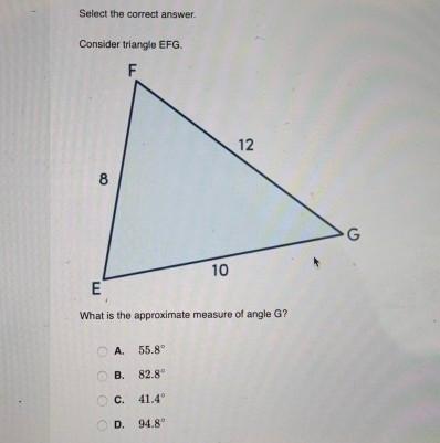 Solved Select the correct answer.Consider triangle EFG.What | Chegg.com