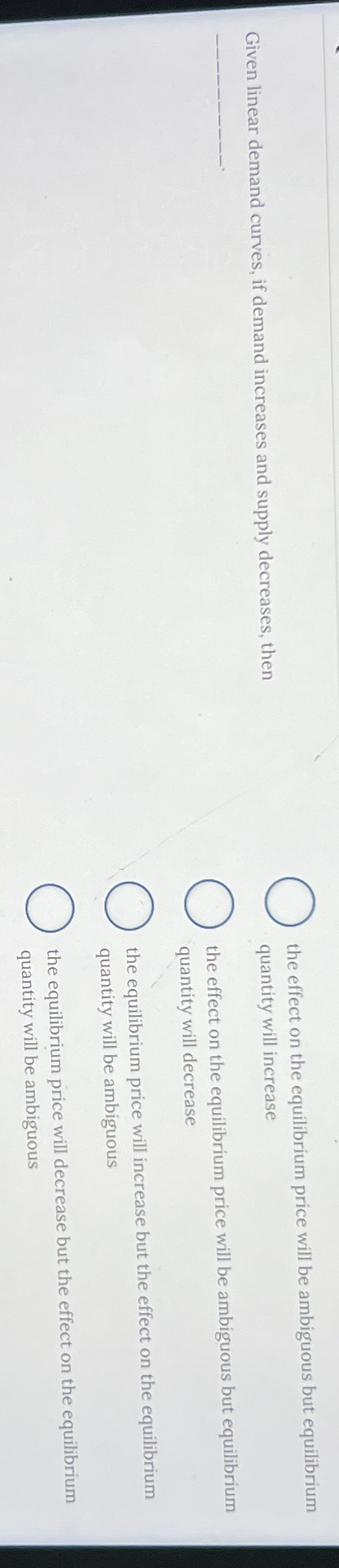 Solved Given linear demand curves, if demand increases and | Chegg.com