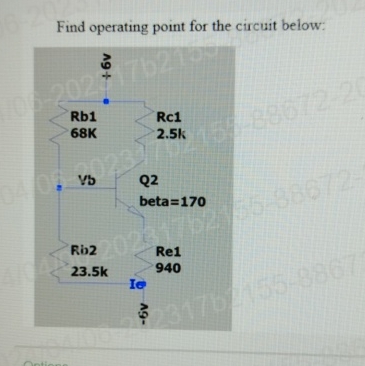 Solved Find operating point for the circuit below: | Chegg.com