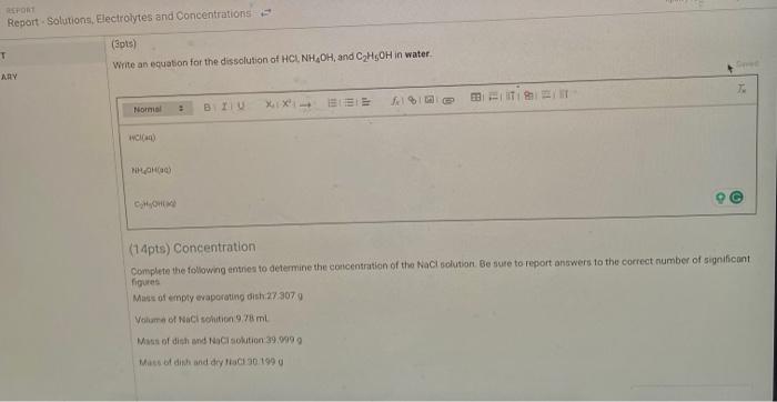 Solved Write an equation for the dissolution of HClNHNH4OH4 | Chegg.com