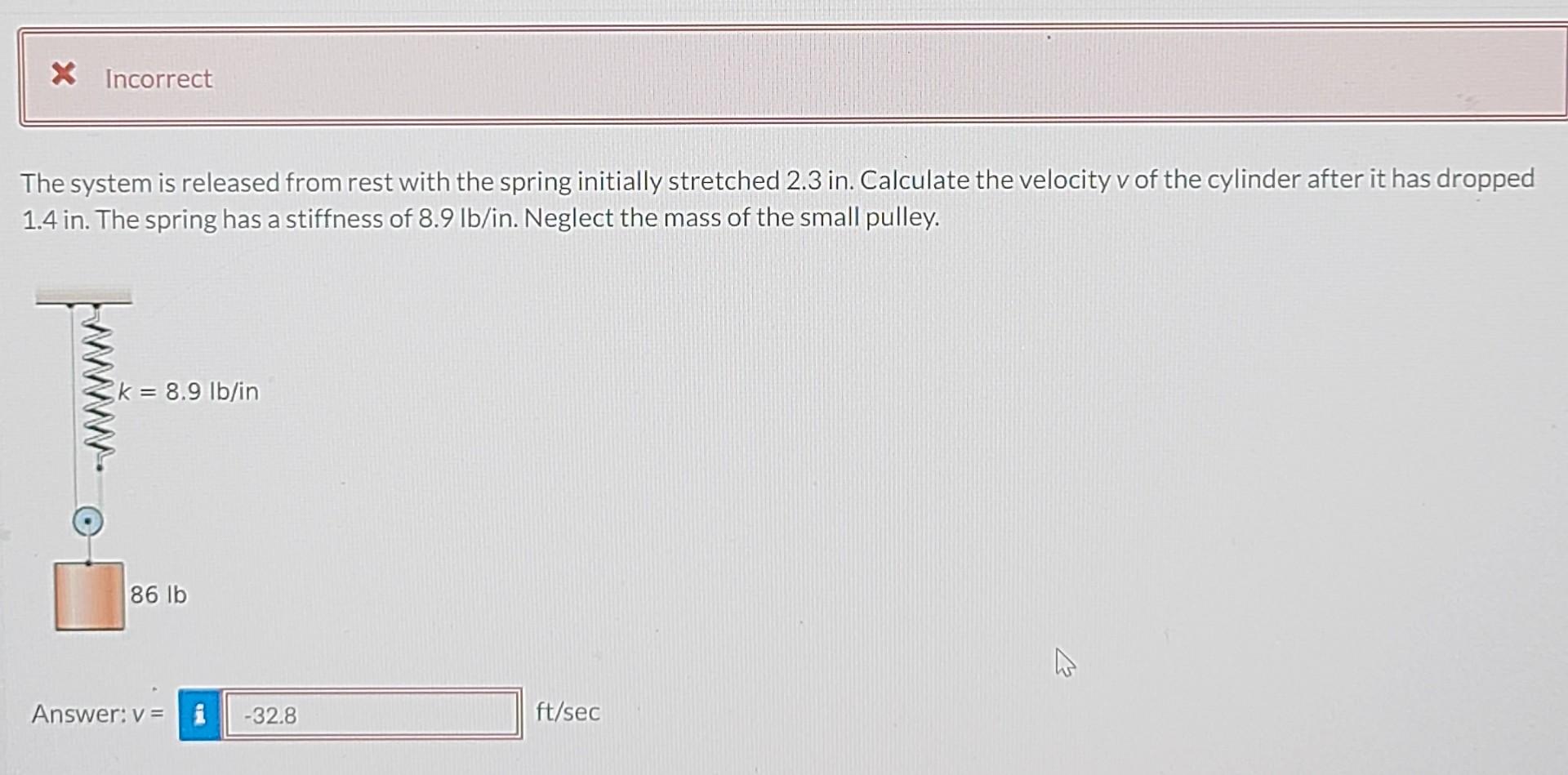 Solved The system is released from rest with the spring | Chegg.com