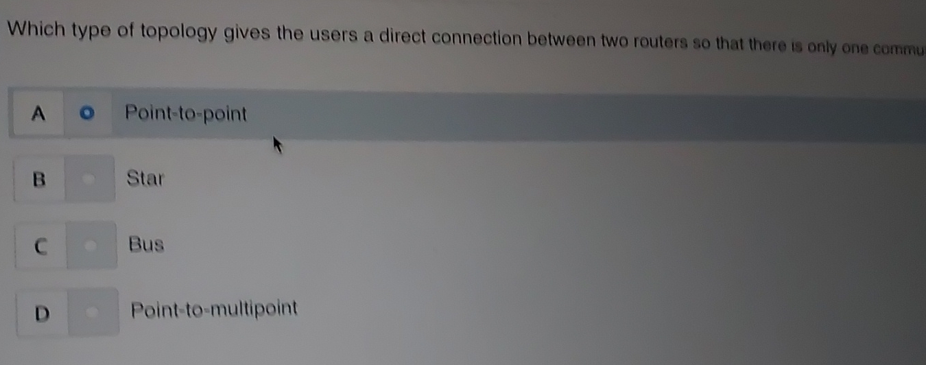 Solved Which type of topology gives the users a direct | Chegg.com