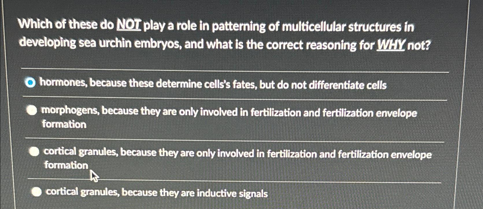 Solved Which of these do NOT play a role in patterning of | Chegg.com