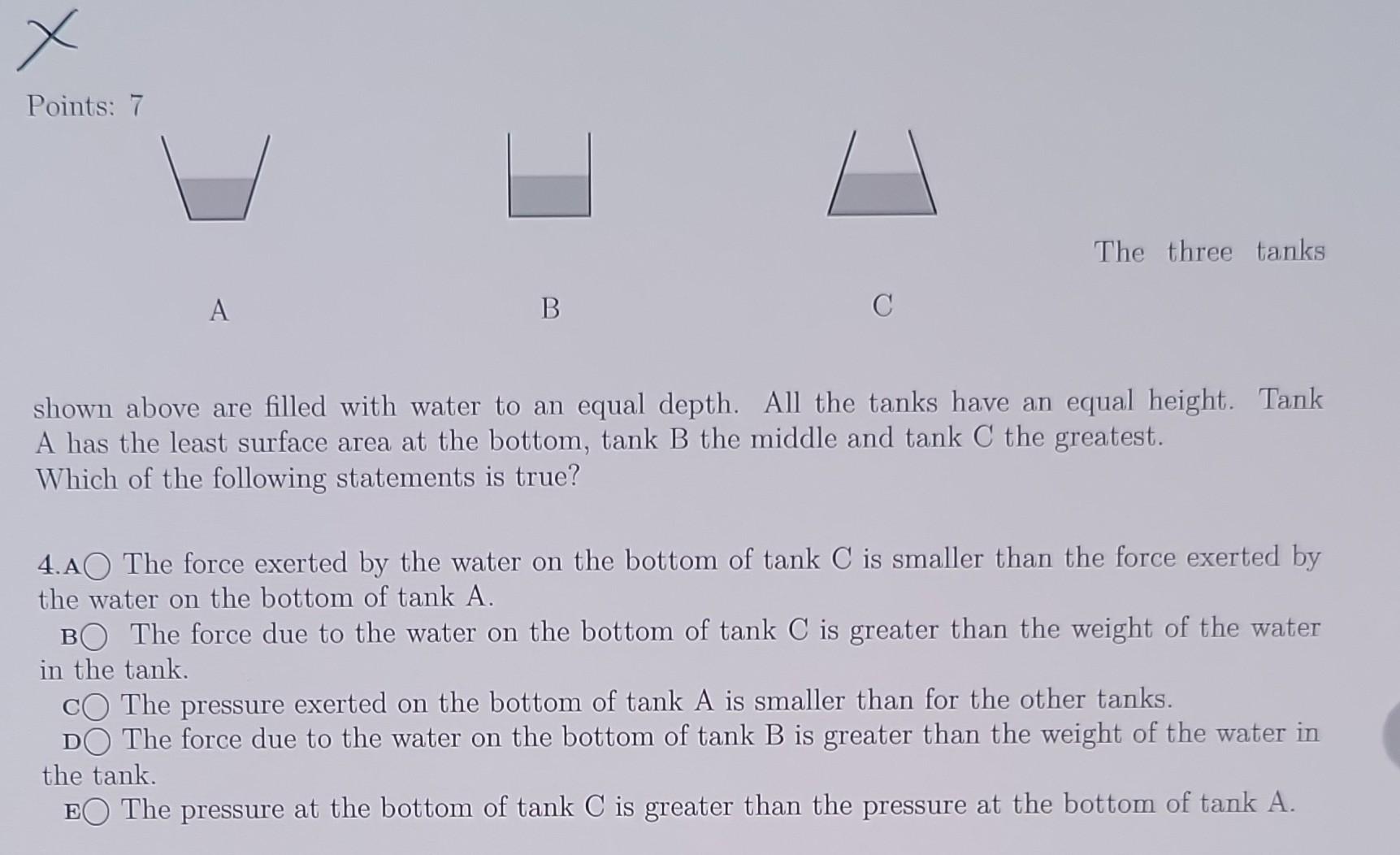 Solved Points: 7 The three tanks A B C shown above are | Chegg.com