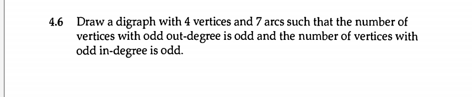 Solved 4.6 ﻿Draw a digraph with 4 ﻿vertices and 7 ﻿arcs such | Chegg.com