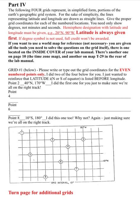 Solved Part IV The following FOUR grids represent, in | Chegg.com
