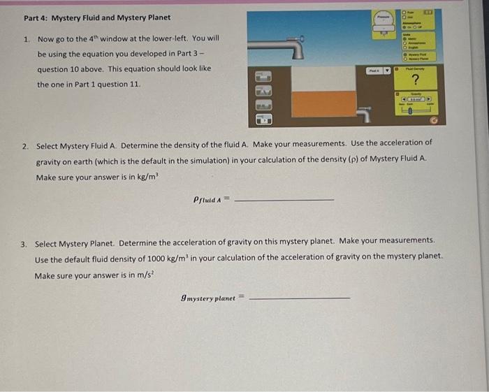 Part 4: Mystery Fluid and Mystery Planet 1. Now go to | Chegg.com