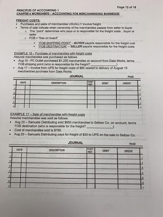 Solved Page 11 of 18 PRINCIPLES OF ACCOUNTING 1 CHAPTER 6 | Chegg.com