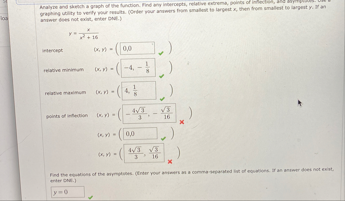 Analyze and sketch a graph of the function. Find any | Chegg.com