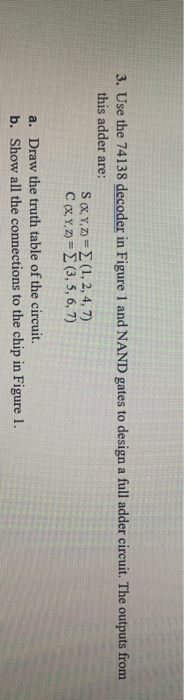 Solved 3. Use the 74138 decoder in Figure 1 and NAND gates | Chegg.com