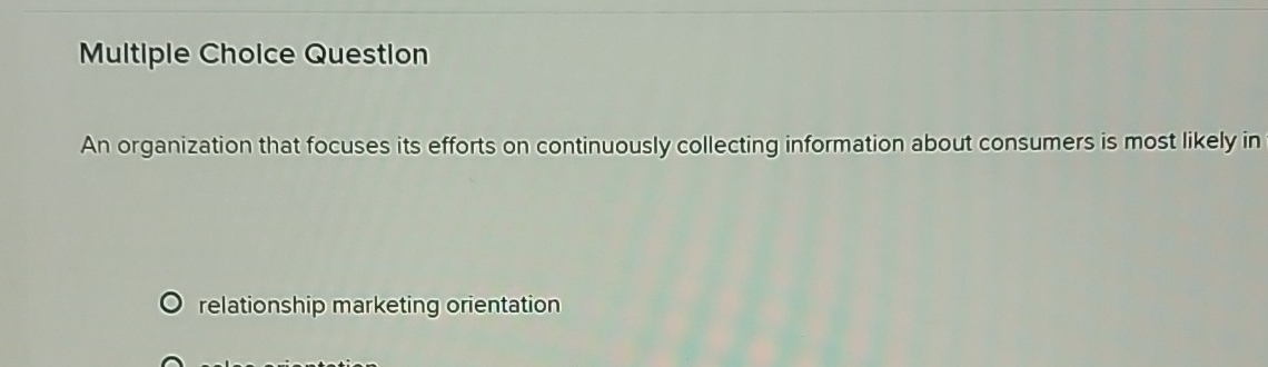 Solved Multiple Cholce QuestionAn organization that focuses | Chegg.com