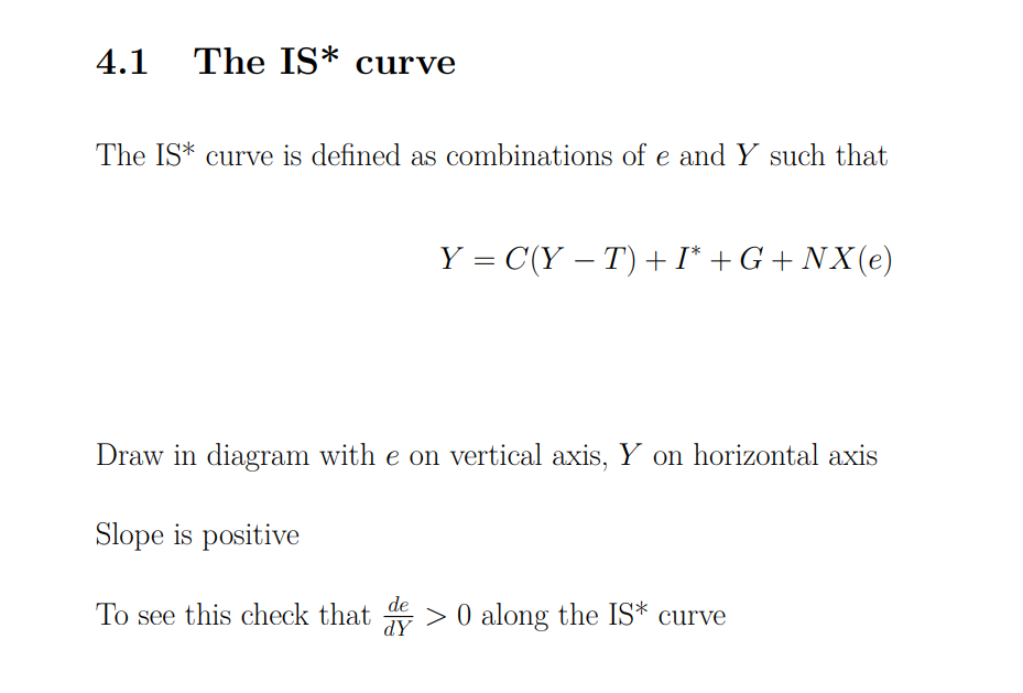 Solved 4.1 ﻿The IS* ﻿curveThe IS* ﻿curve is defined as | Chegg.com