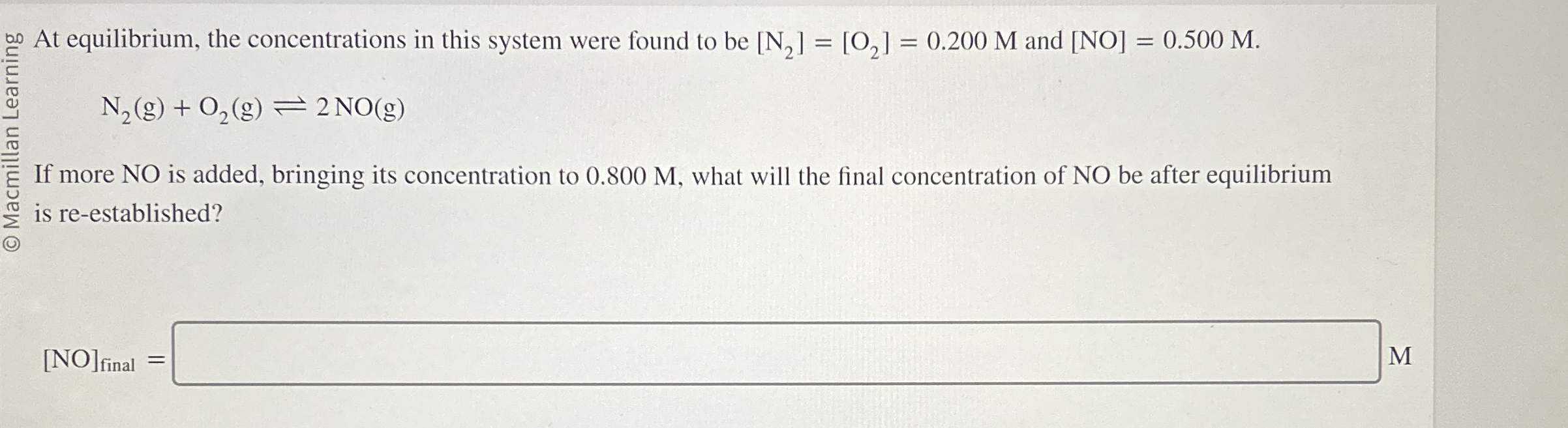 Solved At equilibrium, the concentrations in this system | Chegg.com