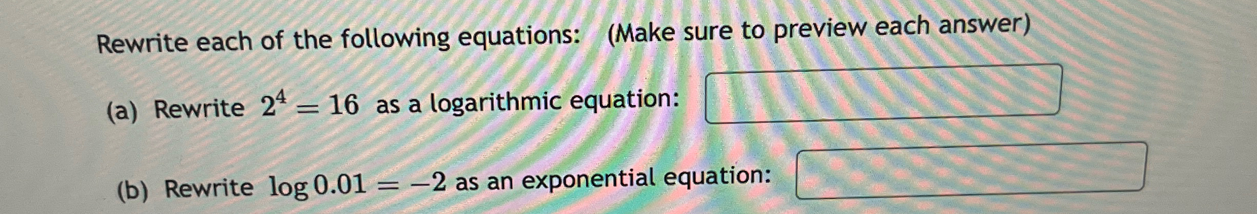 Solved Rewrite each of the following equations: (Make sure | Chegg.com
