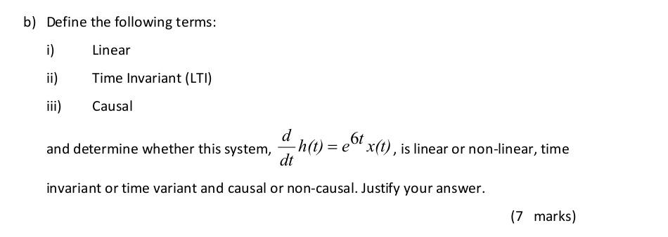 Solved b) Define the following terms: i) Linear Time | Chegg.com
