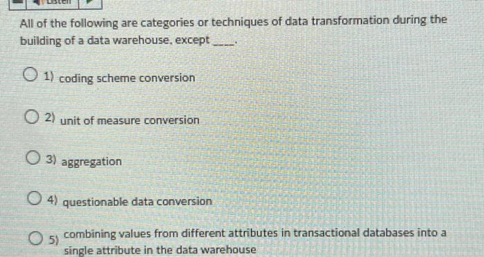 Solved All of the following are categories or techniques of | Chegg.com