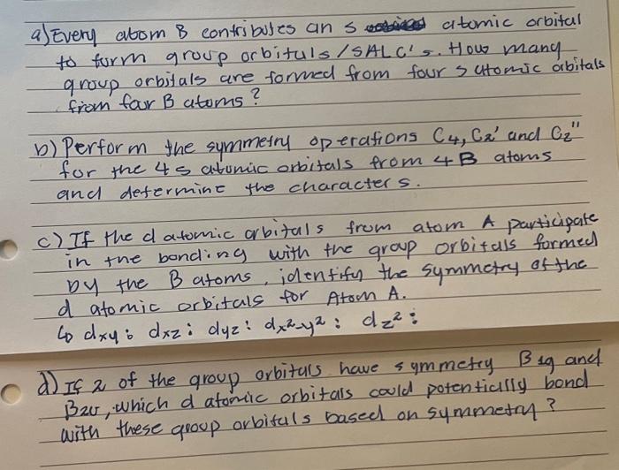 AB4 molecule is square planar and belongs to D4 h | Chegg.com