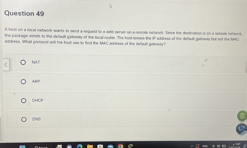 Solved Question 49A host on a local network wants to send a | Chegg.com
