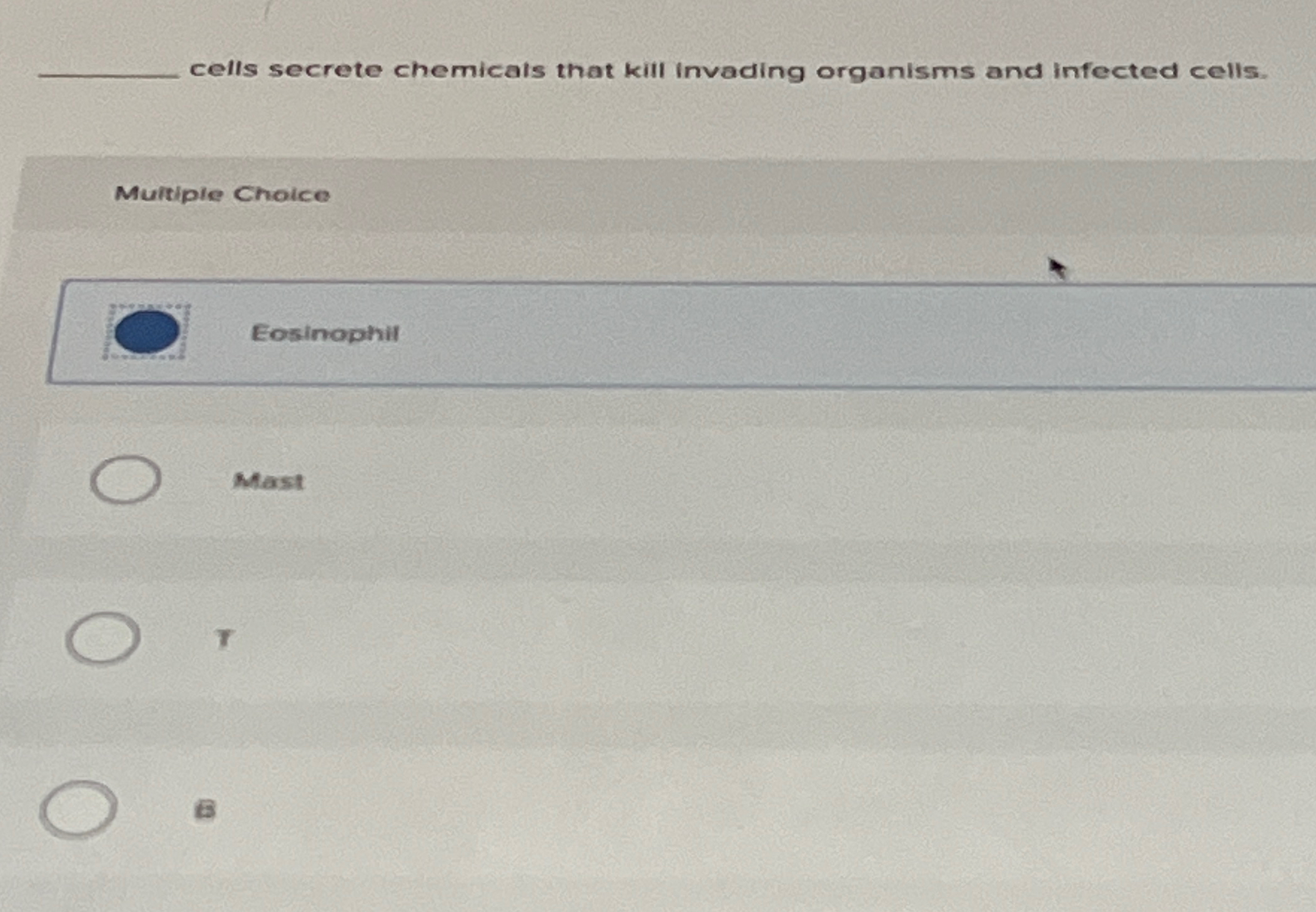 Solved cells secrete chemicals that kill invading organisms | Chegg.com