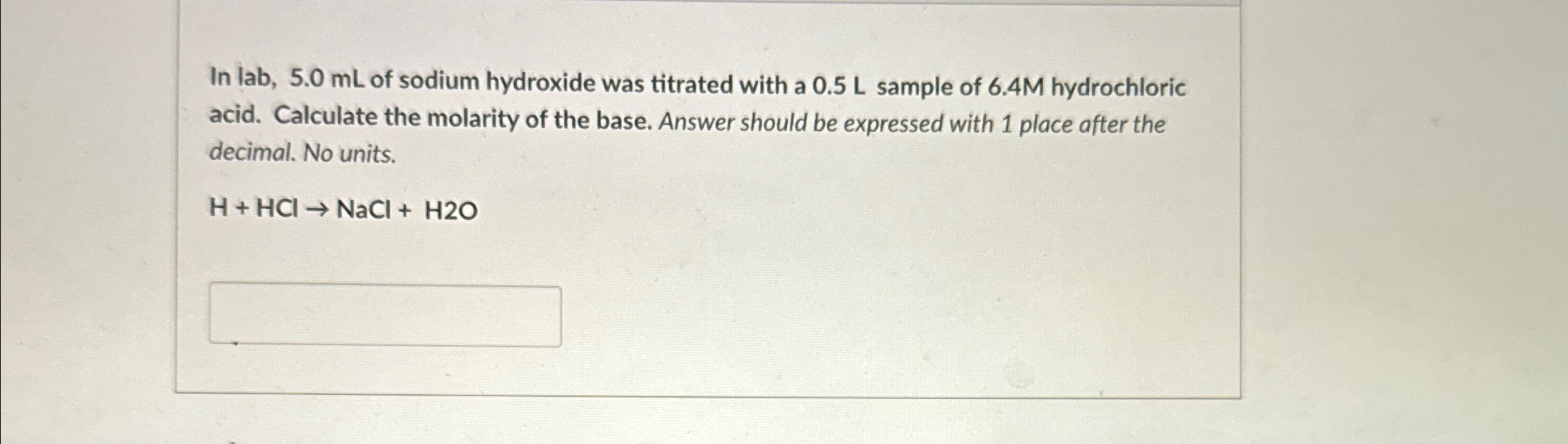 Solved In lab, 5.0mL ﻿of sodium hydroxide was titrated with | Chegg.com