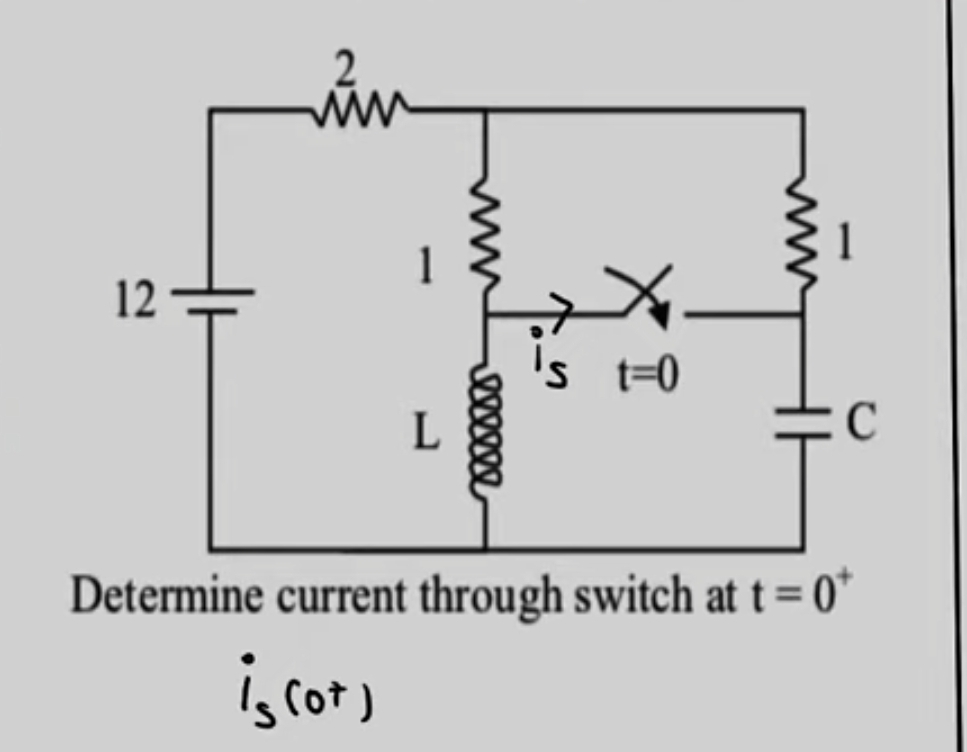 Solved Determine current through switch at t=0+is(O+) | Chegg.com