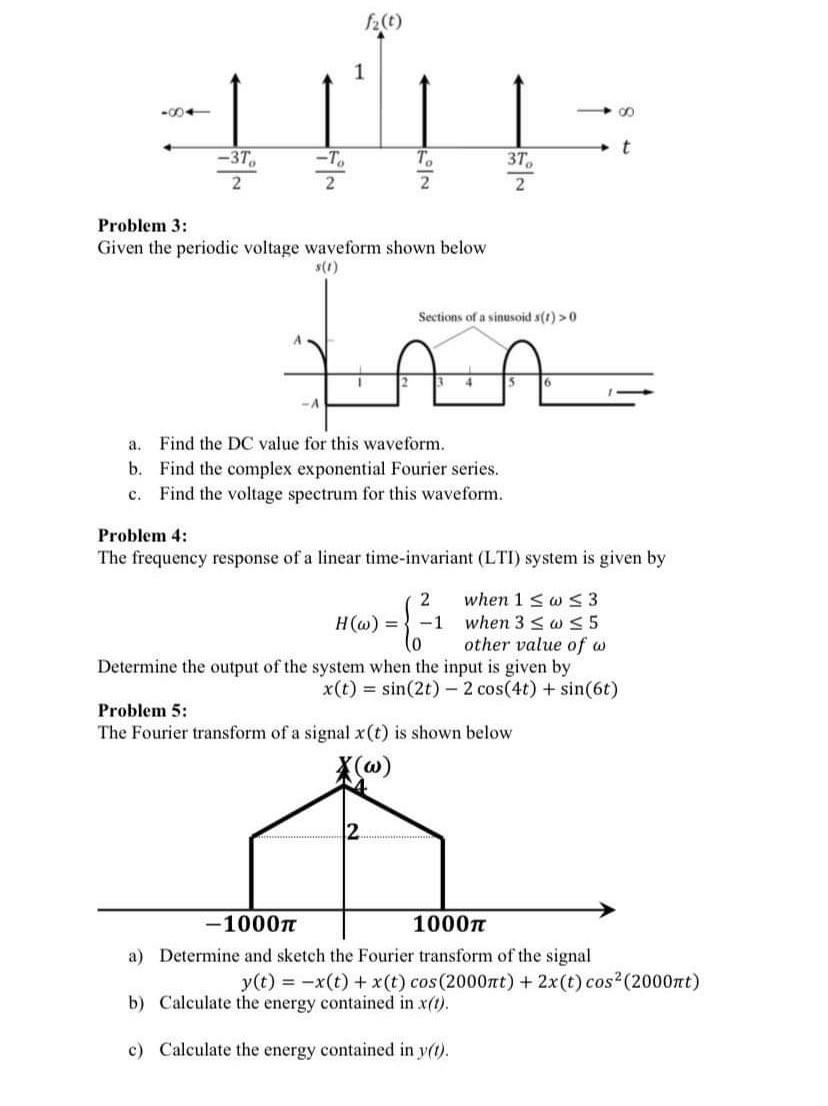 Problem 3: Given the periodic voltage waveform shown | Chegg.com
