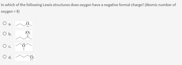 Solved In which of the following Lewis structures does | Chegg.com