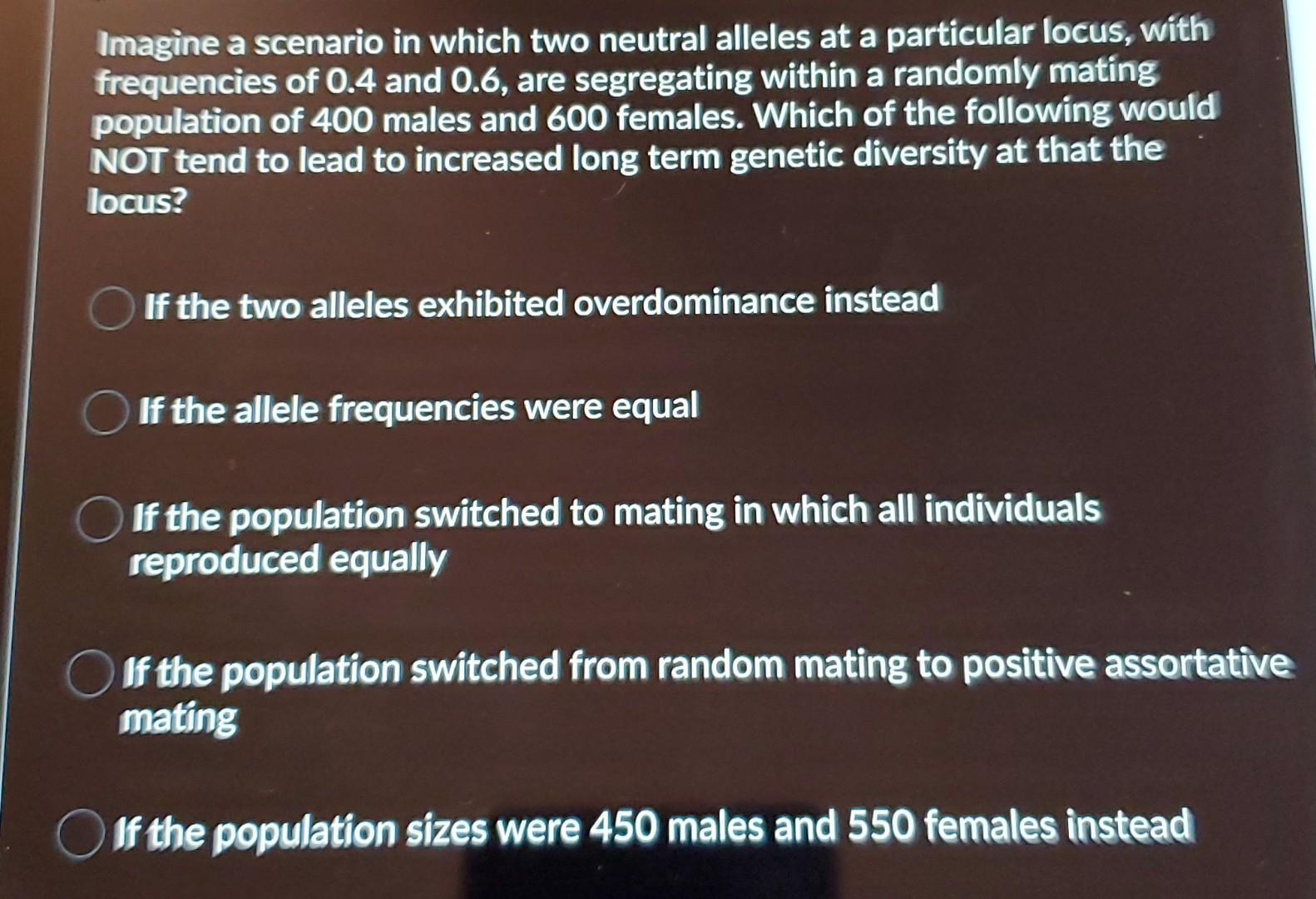 Solved Imagine a scenario in which two neutral alleles at a | Chegg.com