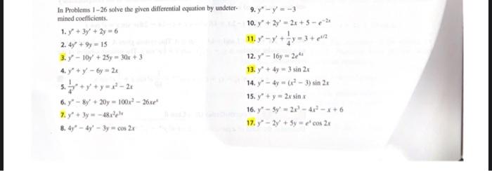 Solved In Problems 1-26 solve the given differential | Chegg.com