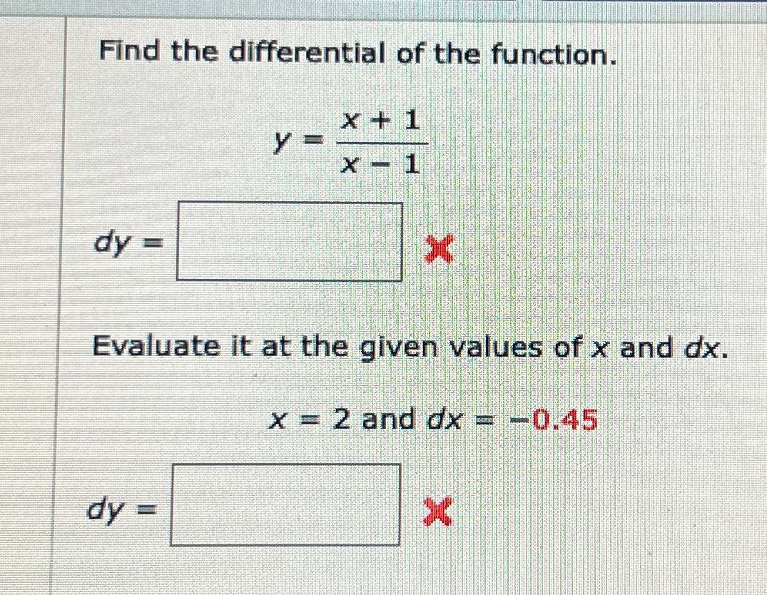 Solved Find the differential of the | Chegg.com