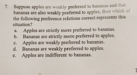 Solved Suppose apples are weakly preferred to bananas and | Chegg.com