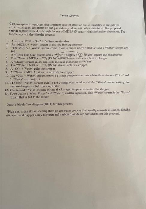 Solved Group Activity Carben capture is a process that is | Chegg.com