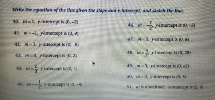 Solved Write the equation of the line given the slope and | Chegg.com