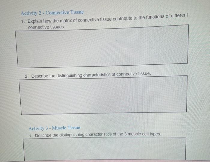 Solved Learning Objectives 1. List the major types of tissue | Chegg.com
