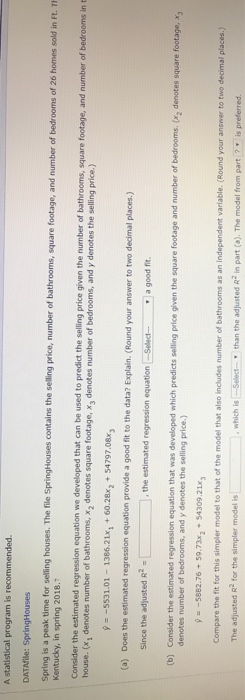 Solved A statistical program is recommended. DATAfile: | Chegg.com