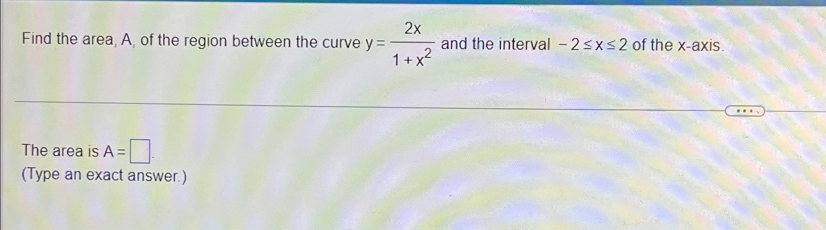 Solved Find the area, A, ﻿of the region between the curve | Chegg.com