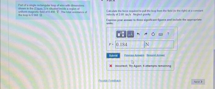 Solved Part of a single rectangular loop of wire with | Chegg.com