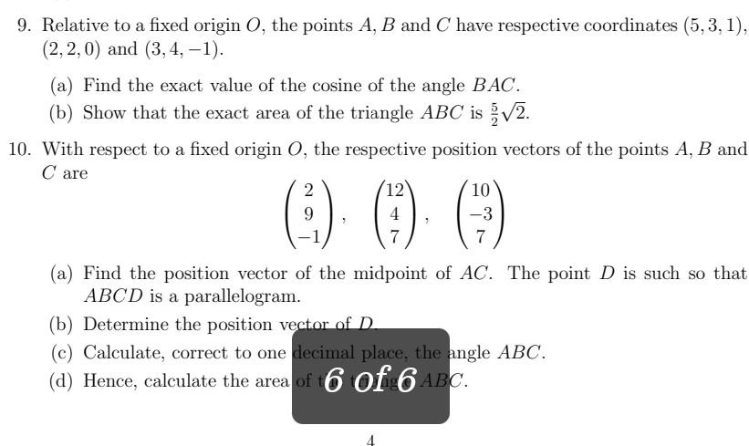 Solved 9. Relative to a fixed origin O, the points A,B and C | Chegg.com