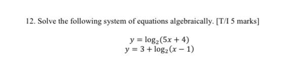 Solved 12. Solve the following system of equations | Chegg.com