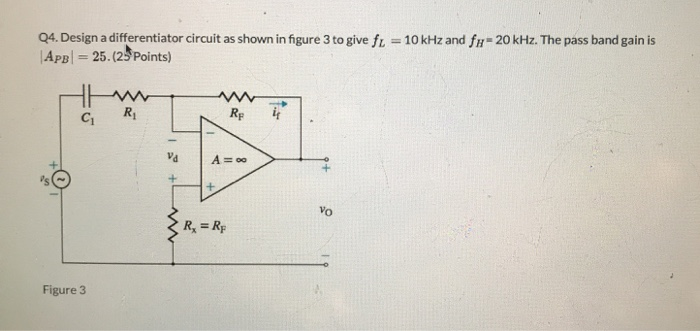 Solved Q4. Design a differentiator circuit as shown in | Chegg.com