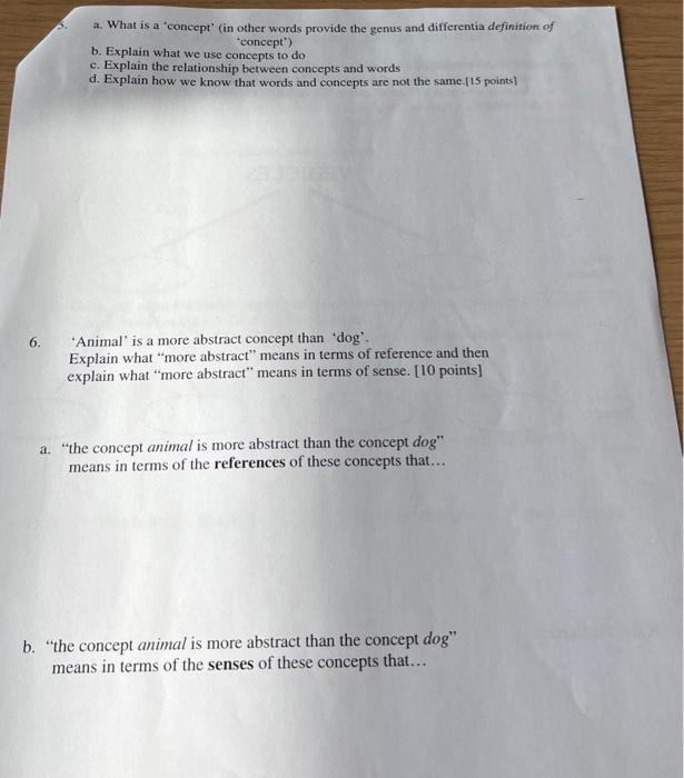 5. a. What is a "concept" (in other words provide the | Chegg.com