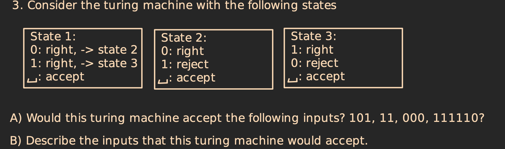 Solved Consider the turing machine with the following | Chegg.com