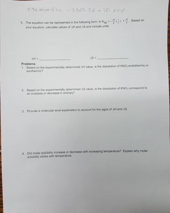 Solved equation of lin - 3869.2x + 15.244 5. The equation | Chegg.com