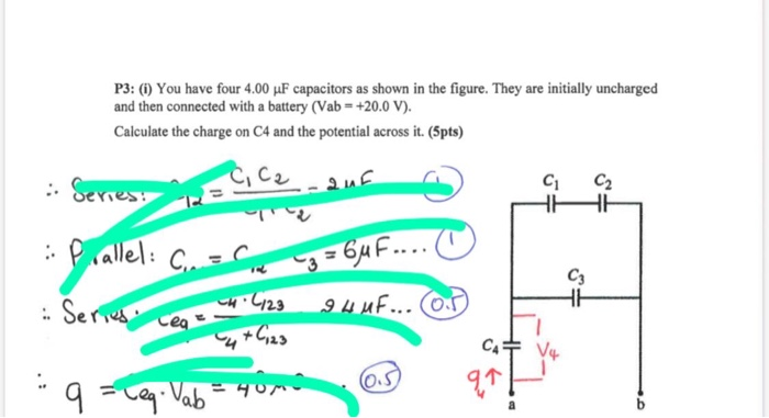 Solved P3: (i) You have four 4.00 LF capacitors as shown in | Chegg.com