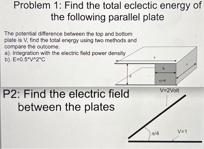 Solved Problem 1: Find the total eclectic energy of the | Chegg.com