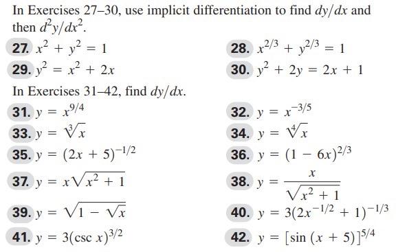 Solved In Exercises 27-30, use implicit differentiation to | Chegg.com