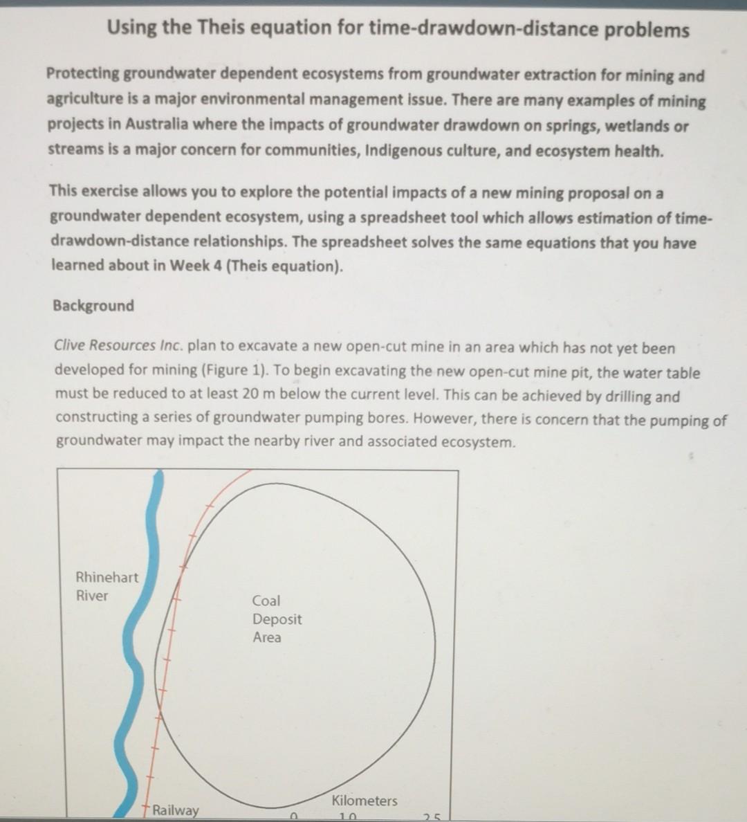 Using the Theis equation for time-drawdown-distance | Chegg.com